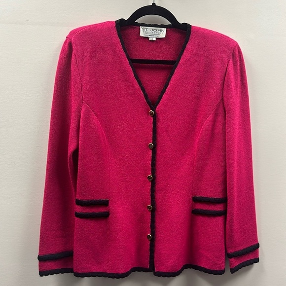 St. John | Jackets & Coats | St John Collection Raspberry Santanaknit ...